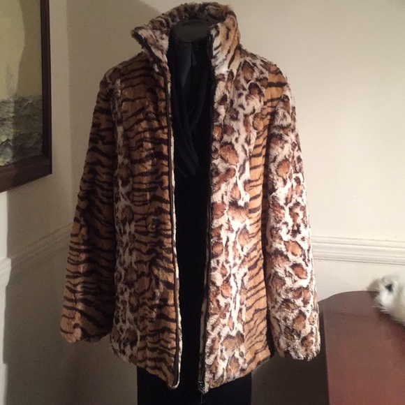 Tiger J | Jackets & Coats | Animal Print Faux Fur Coat | Poshmark